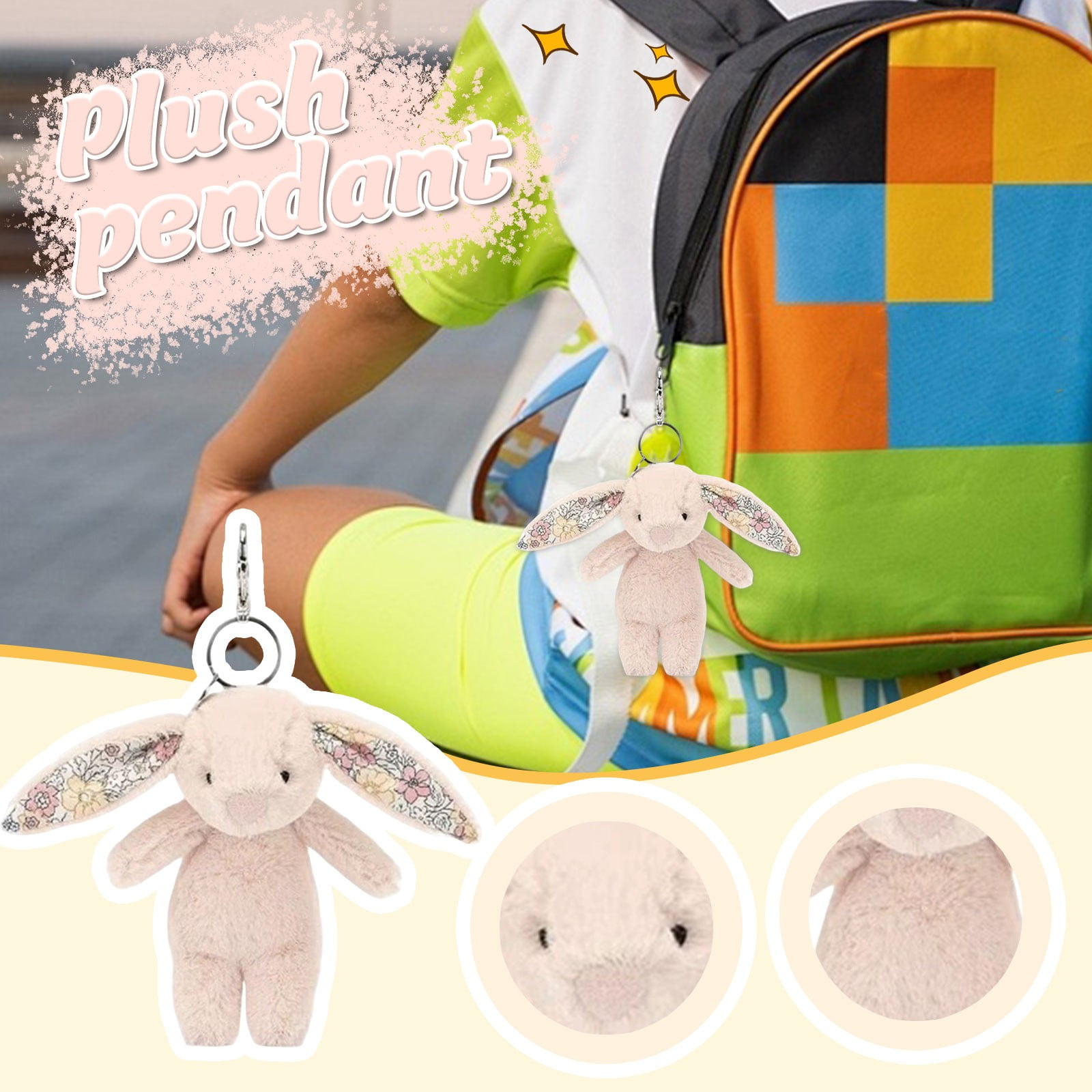 Jellycat Blossom Blush Bunny Bag Charm Soft Stuffed Cuddly Plush|3.15 ...