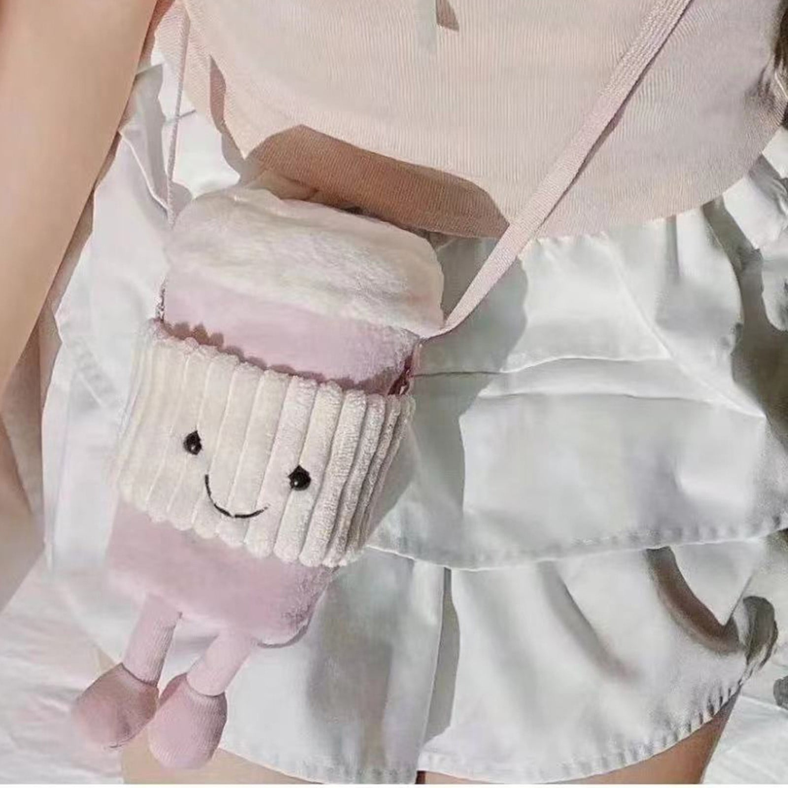 Jellycat Coffee Milk Tea Women's Messenger Bag, Plush Toy Set, Pink ...