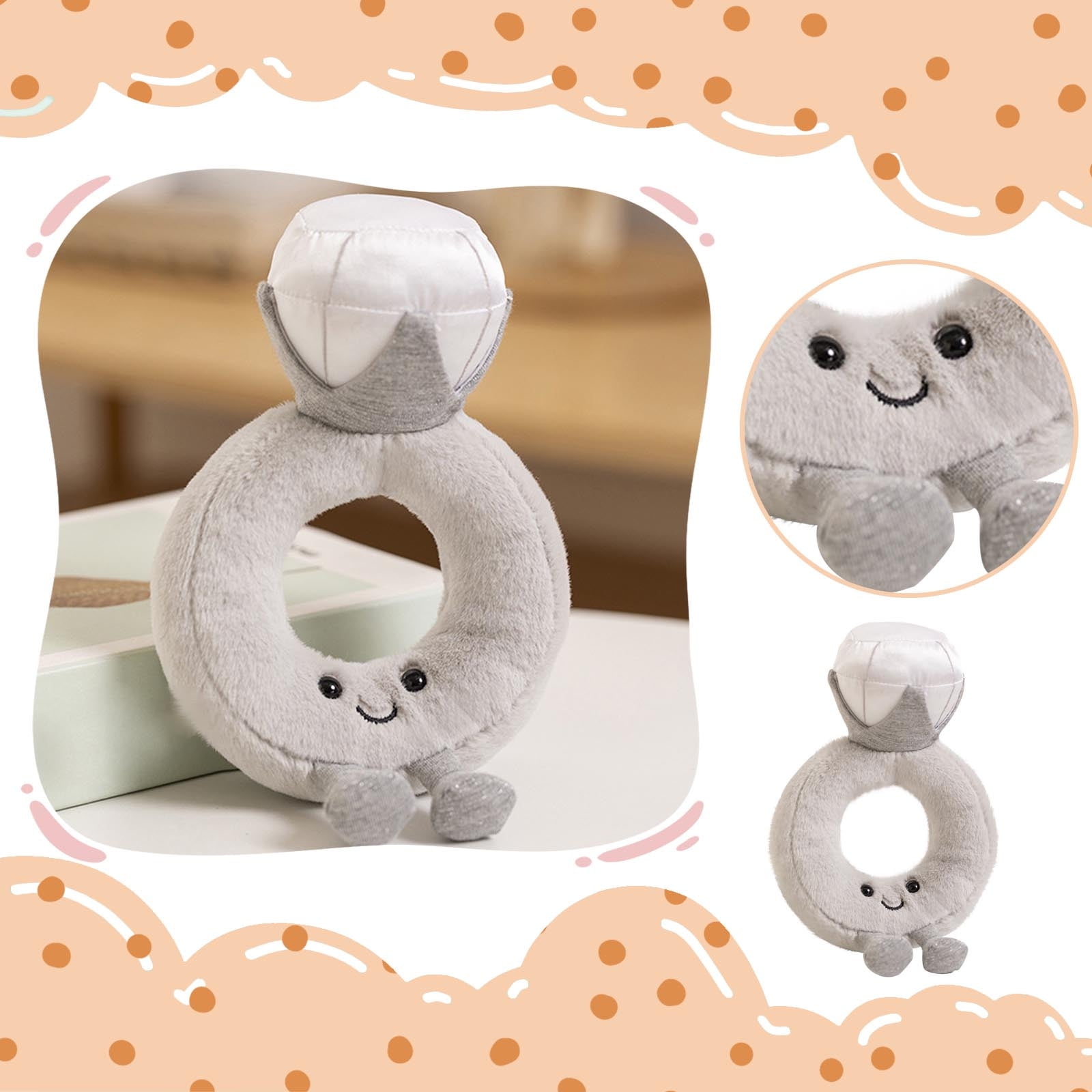 Jellycat Diamond Ring Plush, Stuffed Toy, 6.7" Cute Amuseables Diamond ...