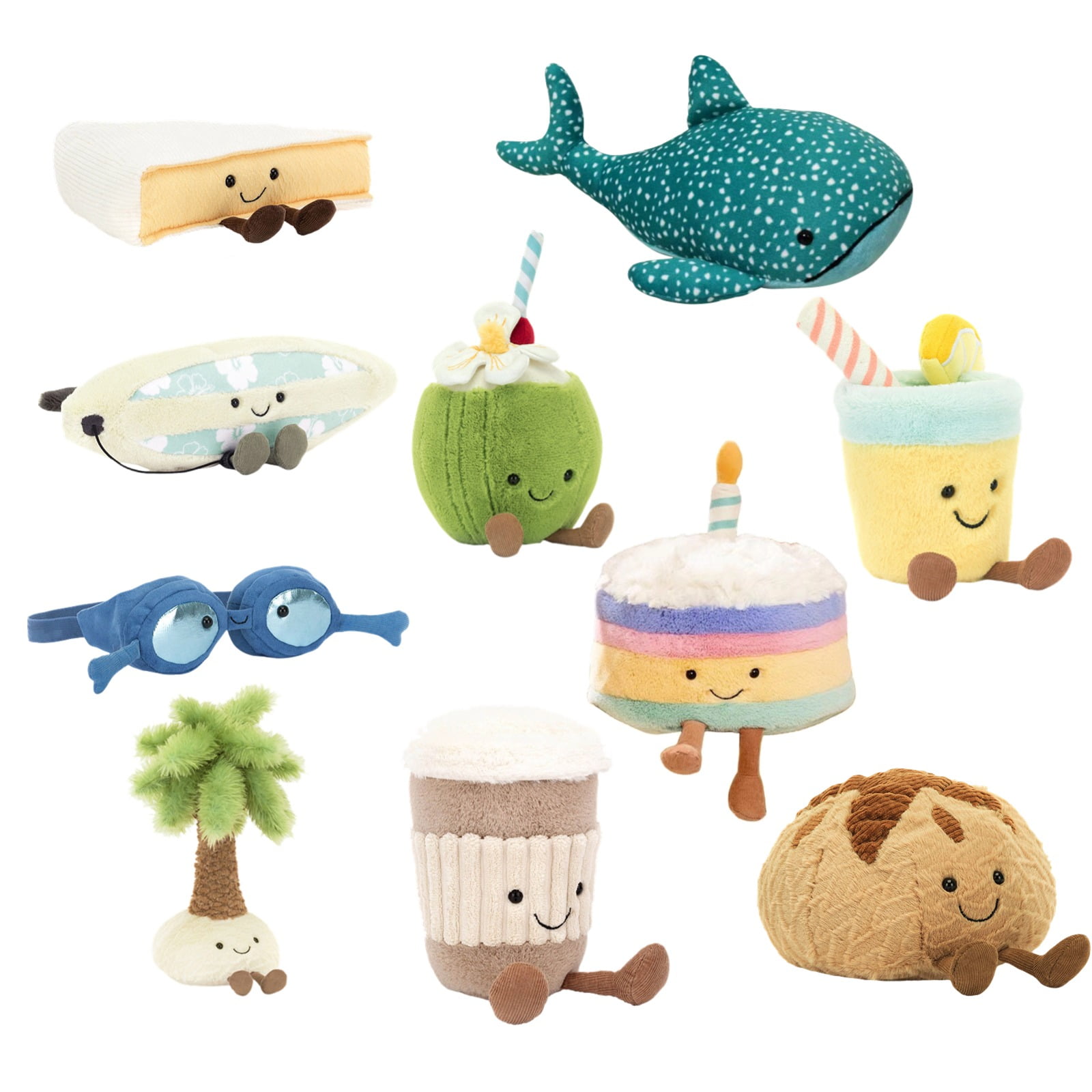 Jellycat Food Plushies Coconut Drink Toy with Smiling Face Plush Toys ...