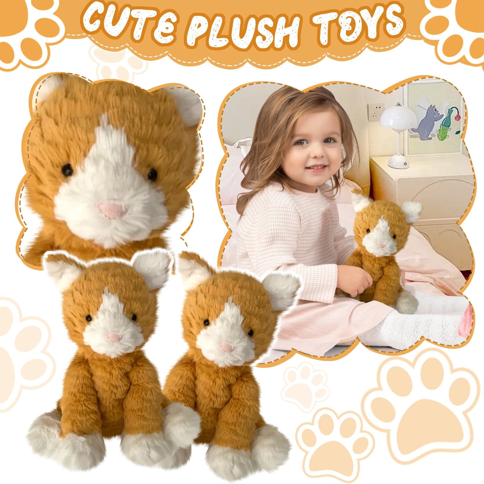 Jellycat Fuddlewuddle Ginger Cat Plush Toys, 9" Jelly Cats Stuffed Toys Stuffed Animals Cute ...