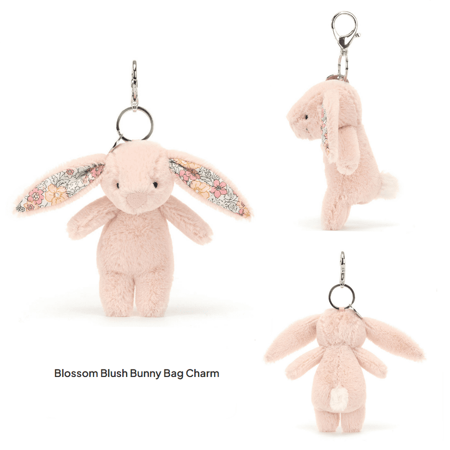 Jellycat Keychains, Jellycat Stuffed Animals Blossom Blush Bunny Bag Charm New Jellycat Bunny ...