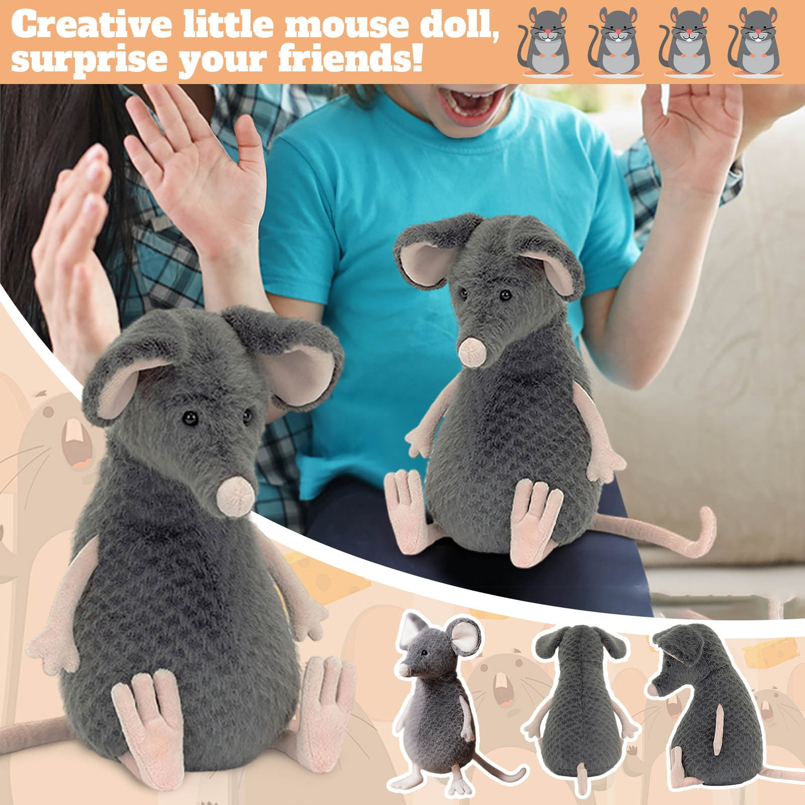 Jellycat Lachlan Sad Rat Plush Stuffed Animals, 10.6 INCH Realistic ...