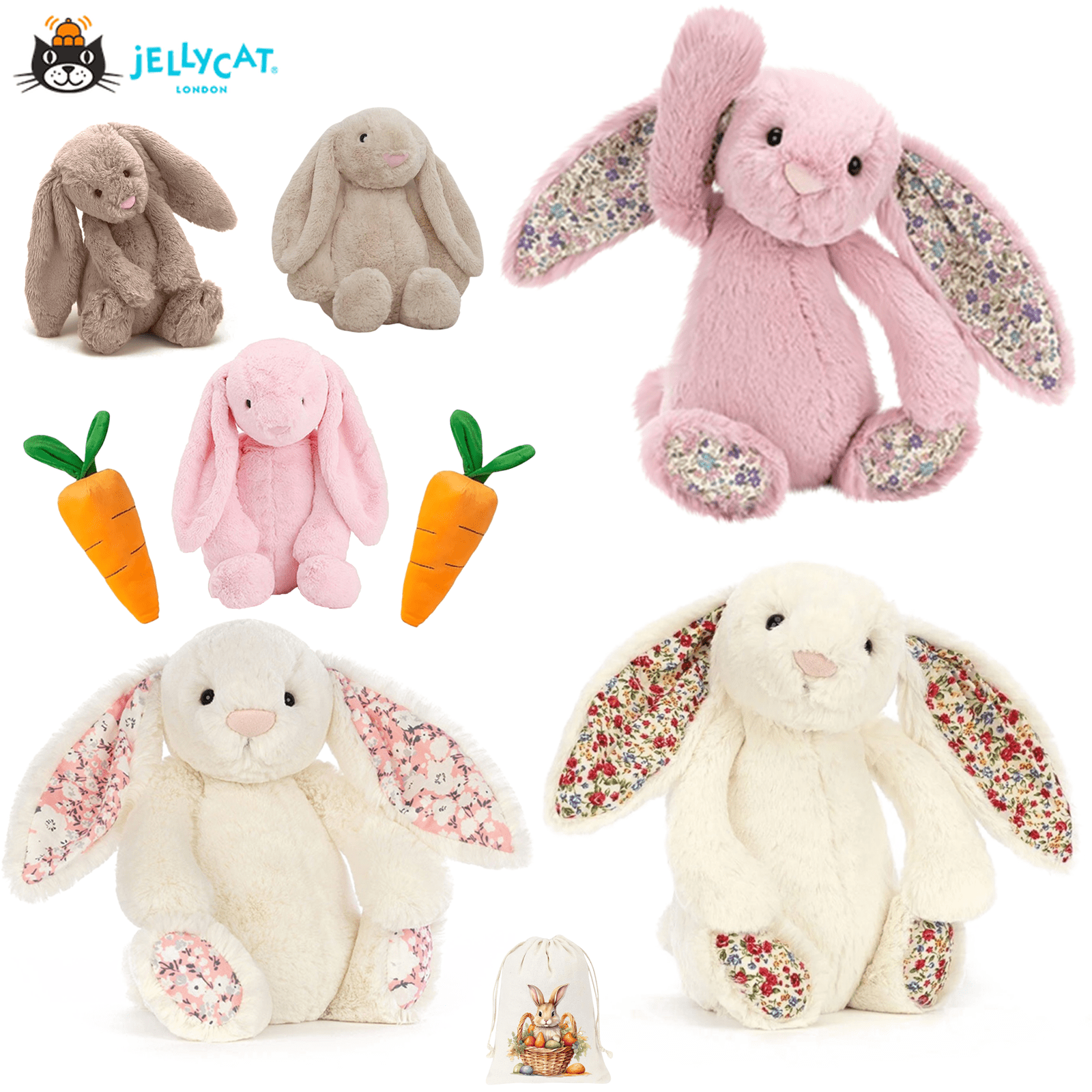 Jellycat Plush Toys Stuffed Animals Amuseables Cream Bunny Jellycat ...