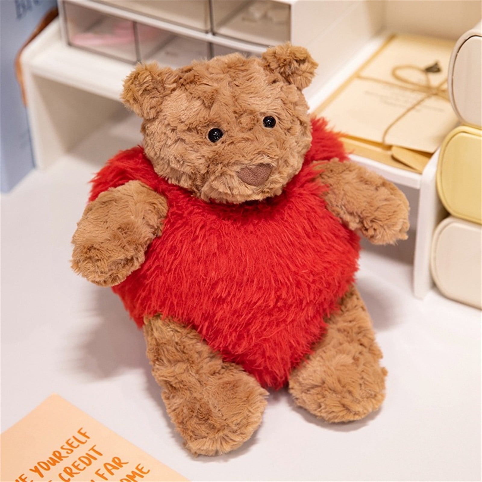 Jellycat Stuffed Animals,A Cute Bear Plush toy Wearing Red Heart-Shaped ...