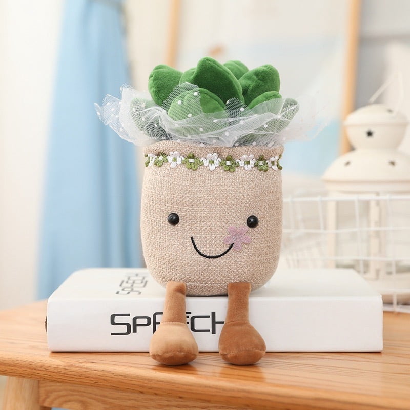 ZHaobin Stuffed Plush Plants Lifelike Potted Plant Plush Doll Succulent ...