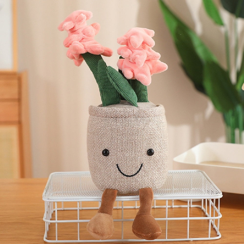 ZHaobin Stuffed Plush Plants Lifelike Potted Plant Plush Doll Succulent ...