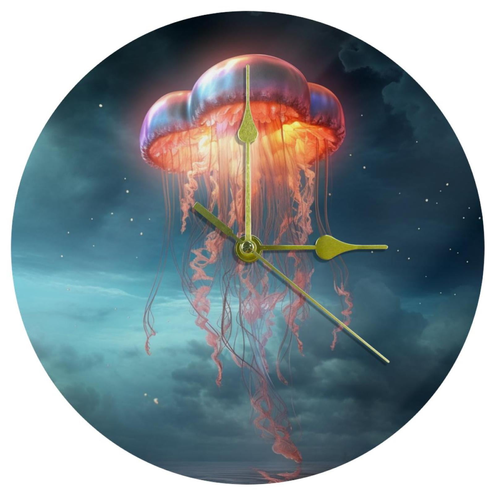 Jellyfish 9.8 Inch Round Acrylic Silent Non Ticking Battery Powered ...