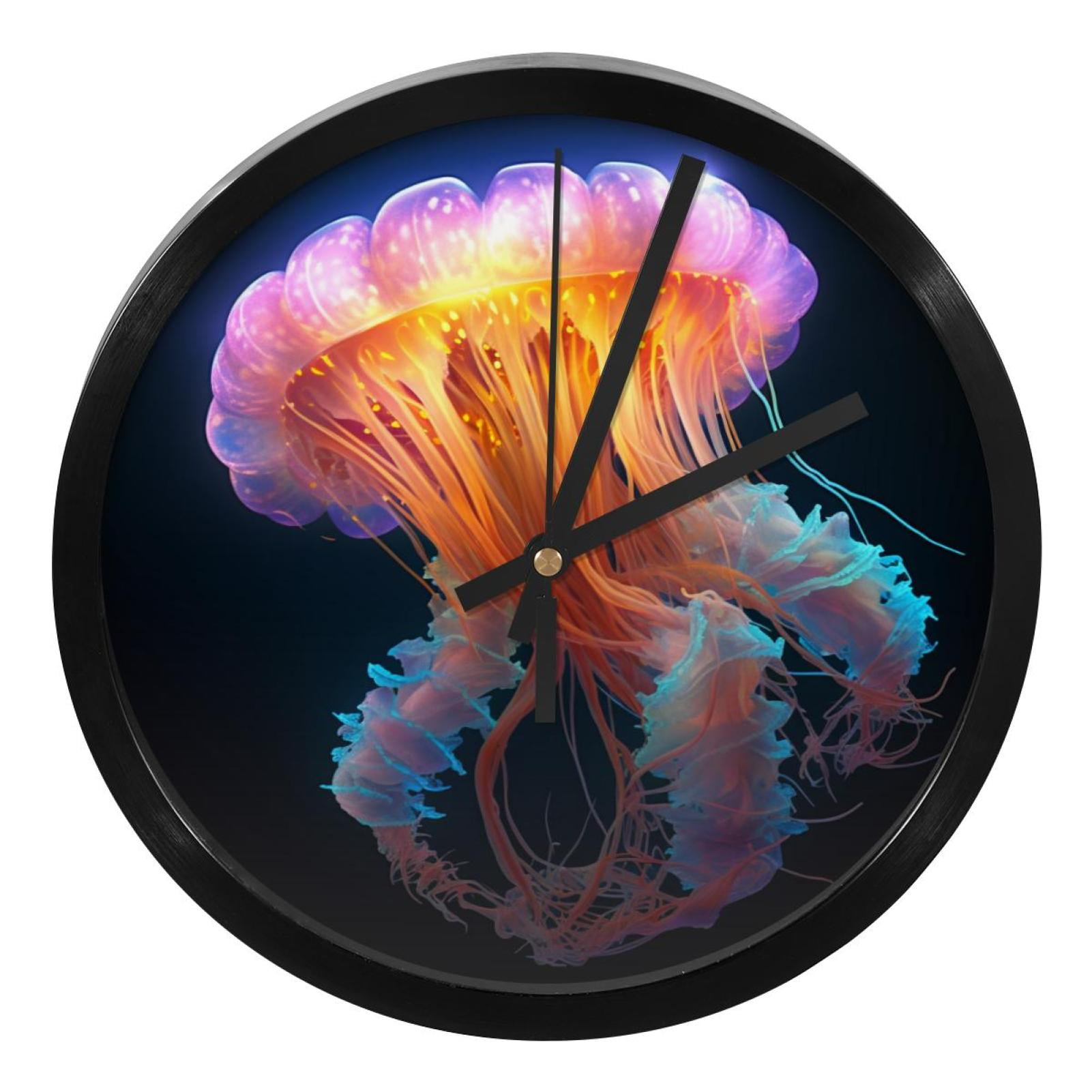 Jellyfish 9.8 Inch Round Digital Wall Clock Silent Non-Ticking Battery ...