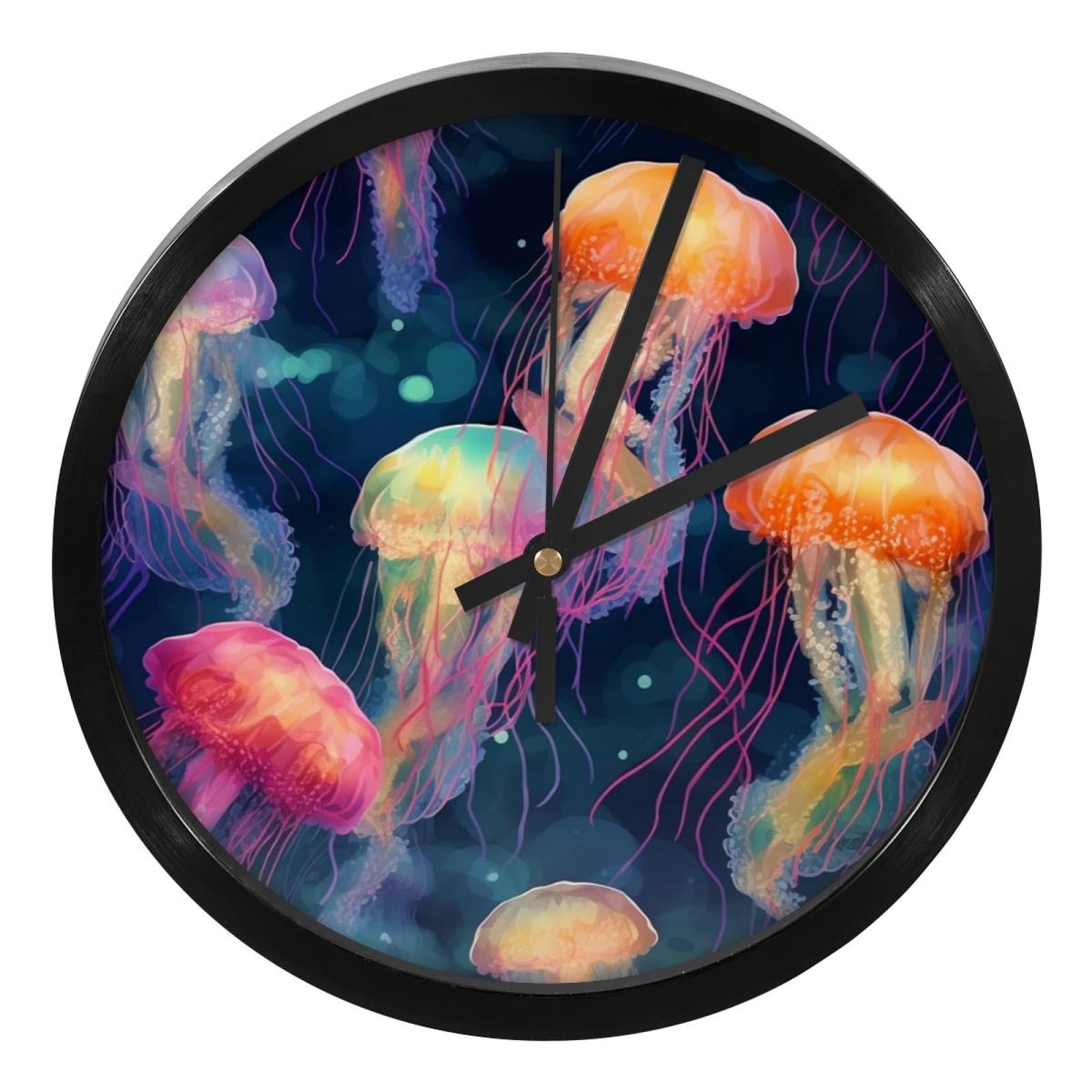 Jellyfish 9.8 Inch Round Digital Wall Clock Silent Non-Ticking Battery ...