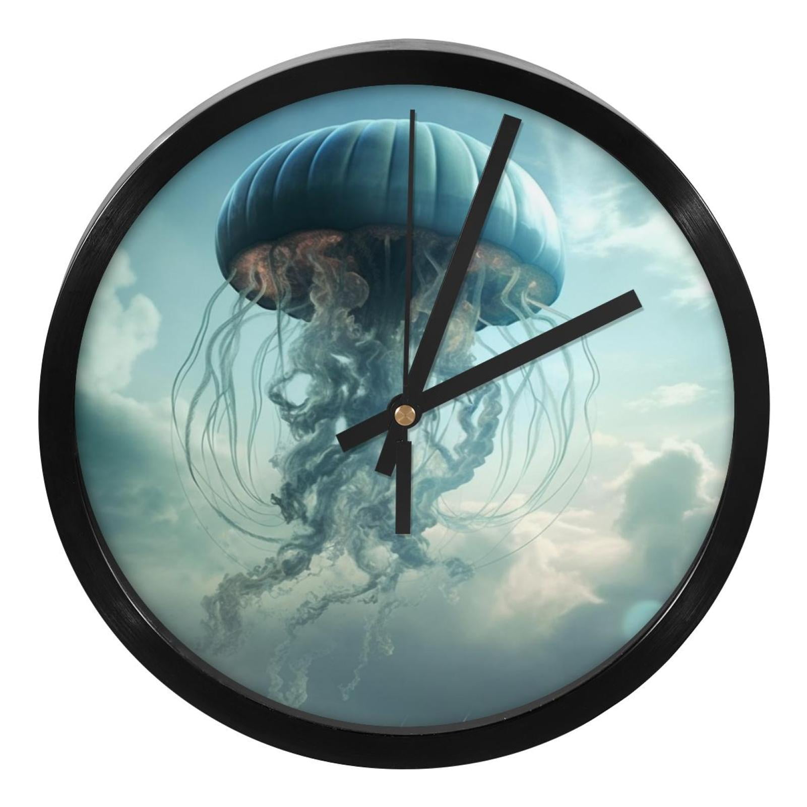 Jellyfish 9.8 Inch Silent Non-Ticking Round Digital Wall Clock, Battery ...