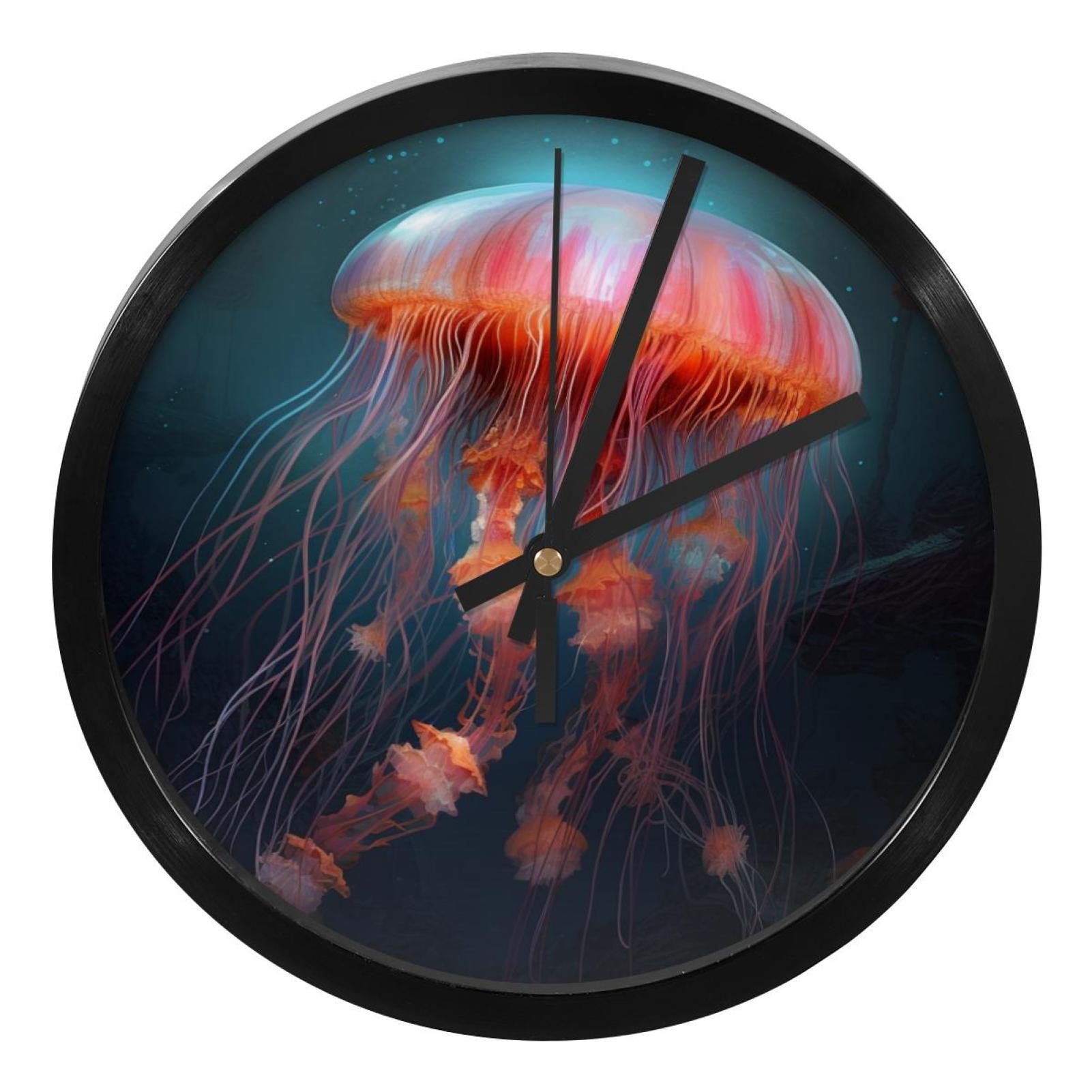 Jellyfish 9.8 Inch Silent Round Digital Wall Clock - Battery Operated ...