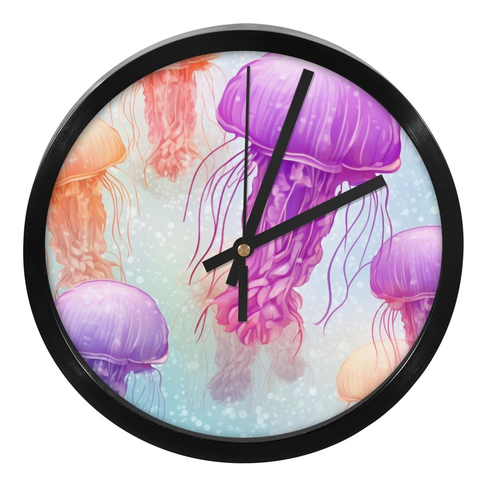 Jellyfish 9.8 Inch Silent Round Digital Wall Clock - Battery Operated ...