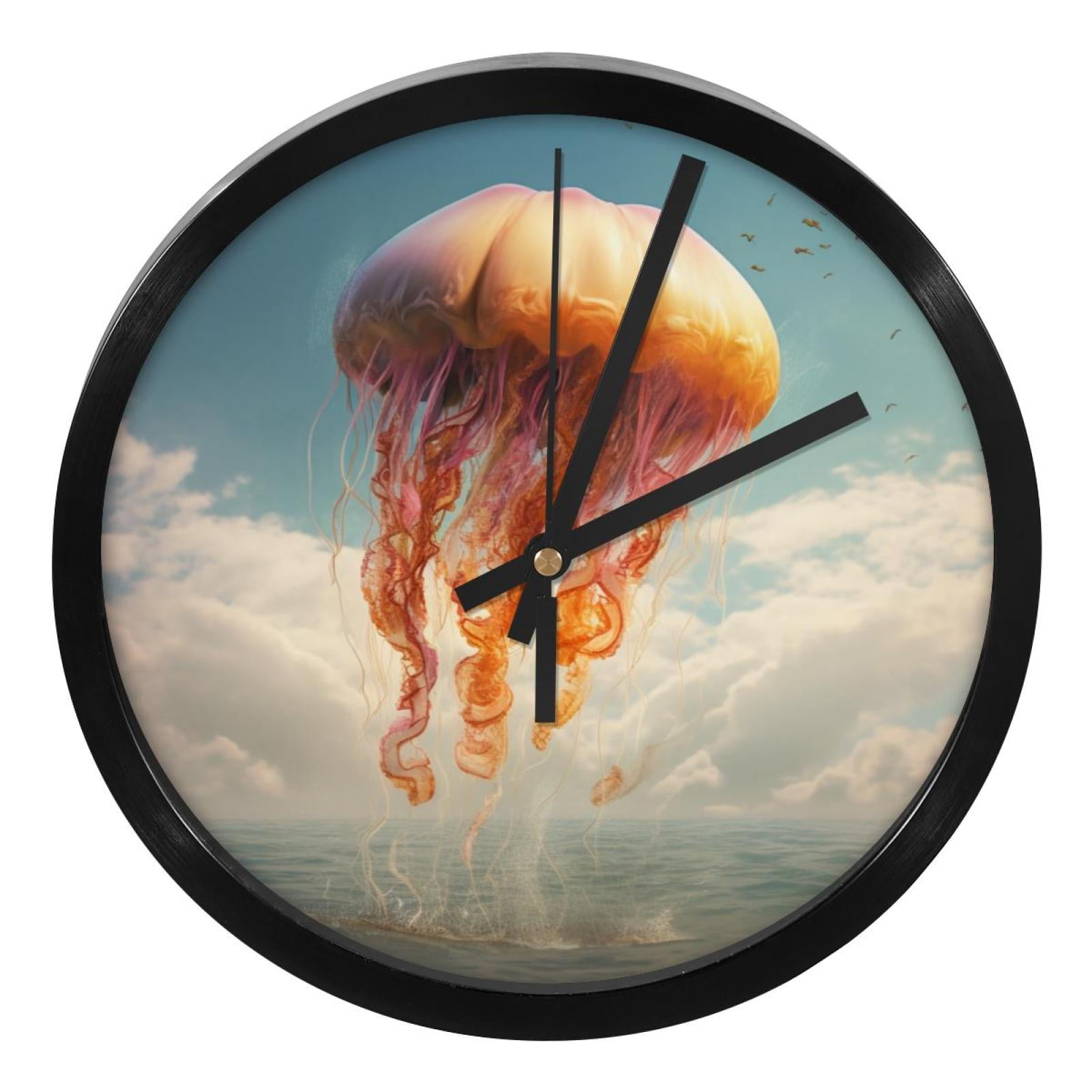 Jellyfish 9.8 Inch Silent Round Digital Wall Clock, Battery Operated ...