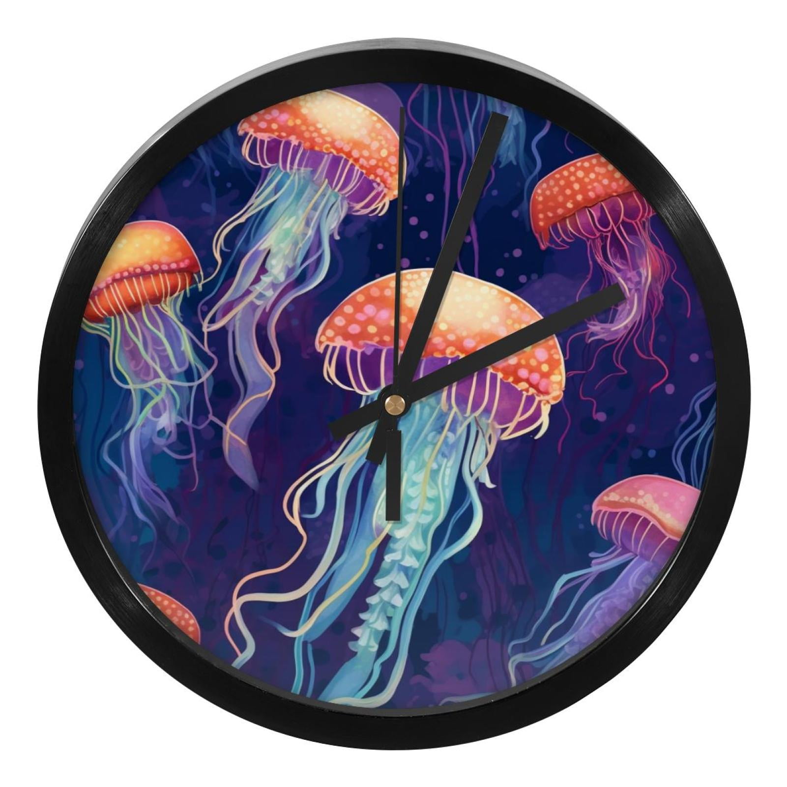 Jellyfish 9.8 Inch Silent Round Wall Clock - Battery Operated Digital ...