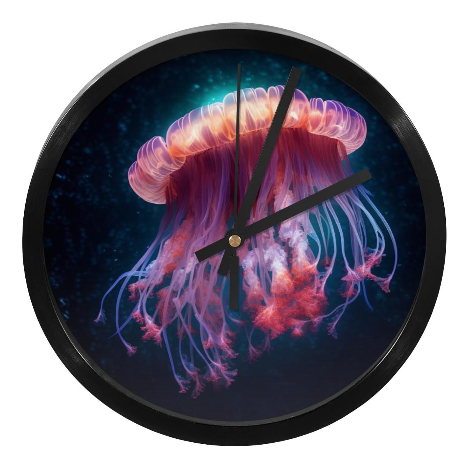 Jellyfish 9.8 Inch Silent Wall Clock, Round Digital Battery Operated ...