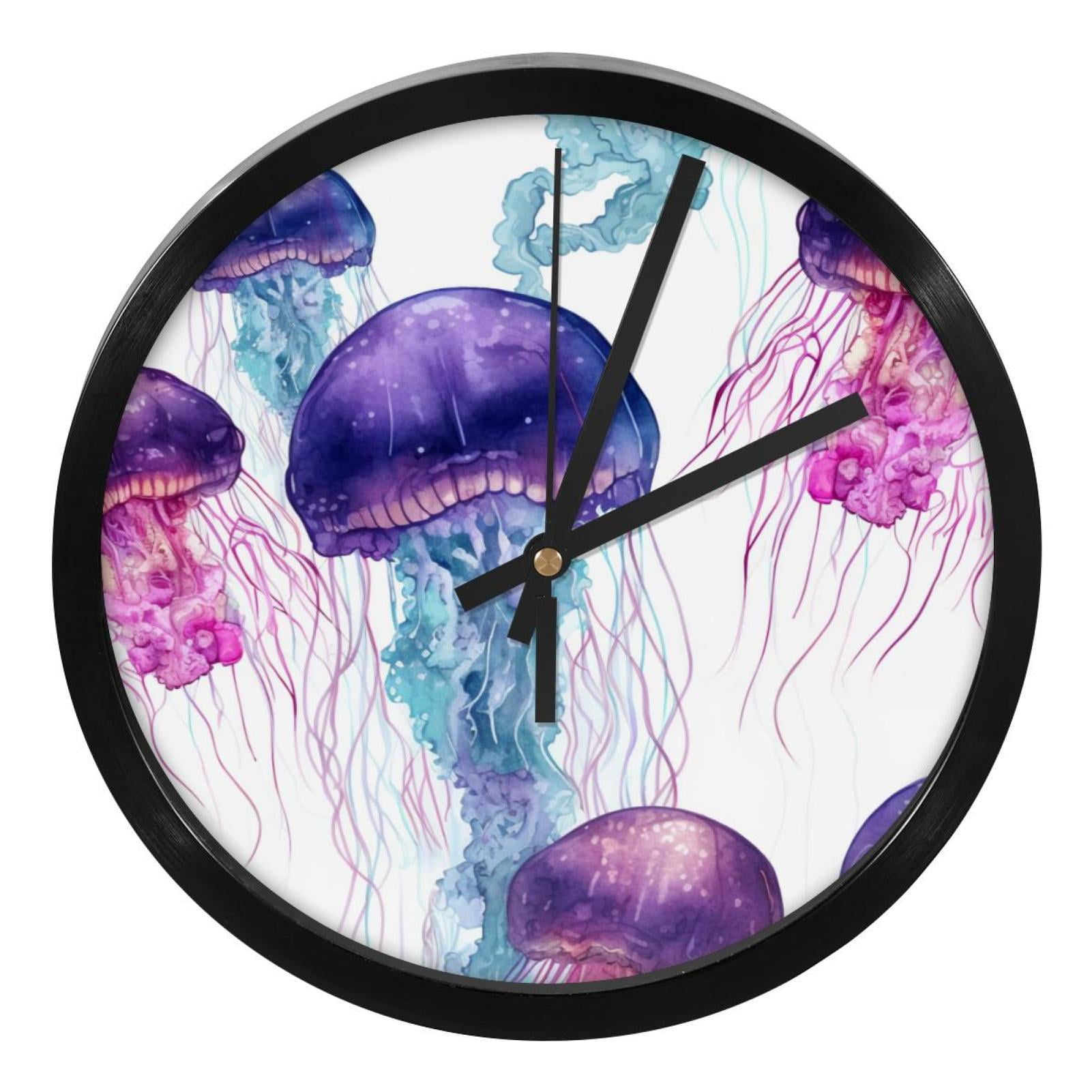 Jellyfish 9.8 Inch Silent Wall Clock, Round Digital Battery Operated ...