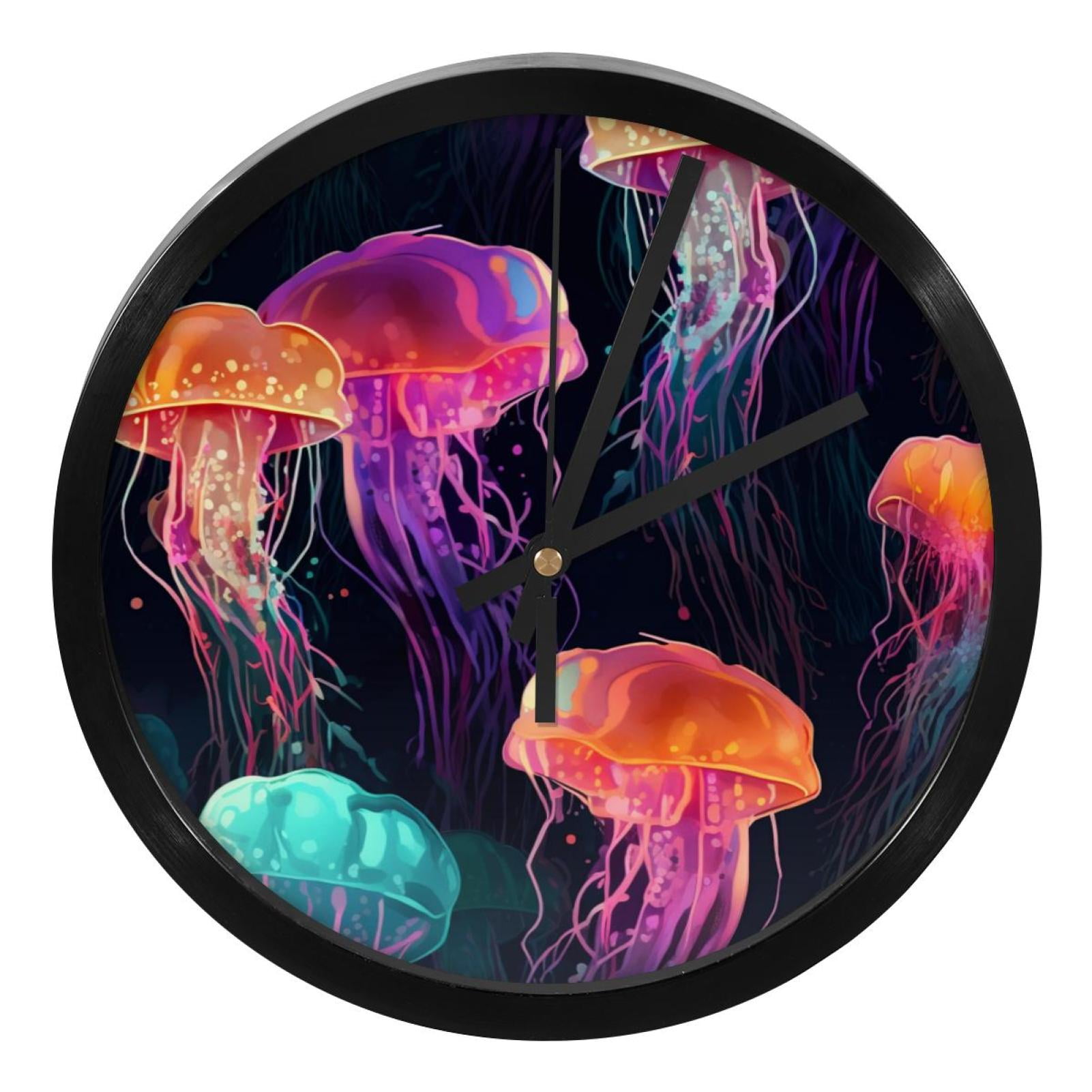 Jellyfish 9.8 Inches Silent Wall Clock, Round Digital Battery Operated ...