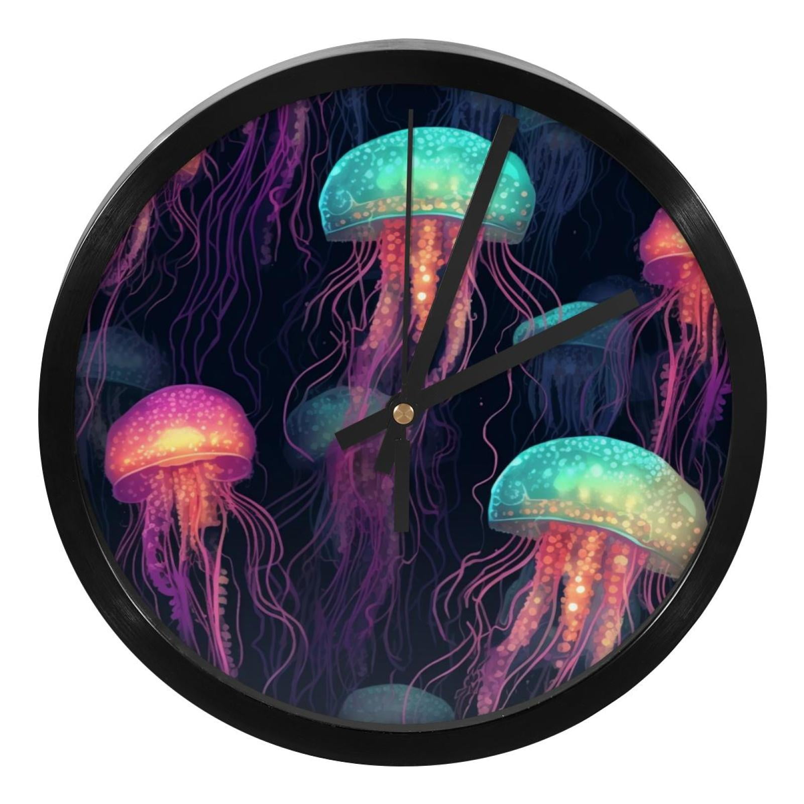 Jellyfish 9.8 Inches Silent Wall Clock, Round Digital Battery Operated ...