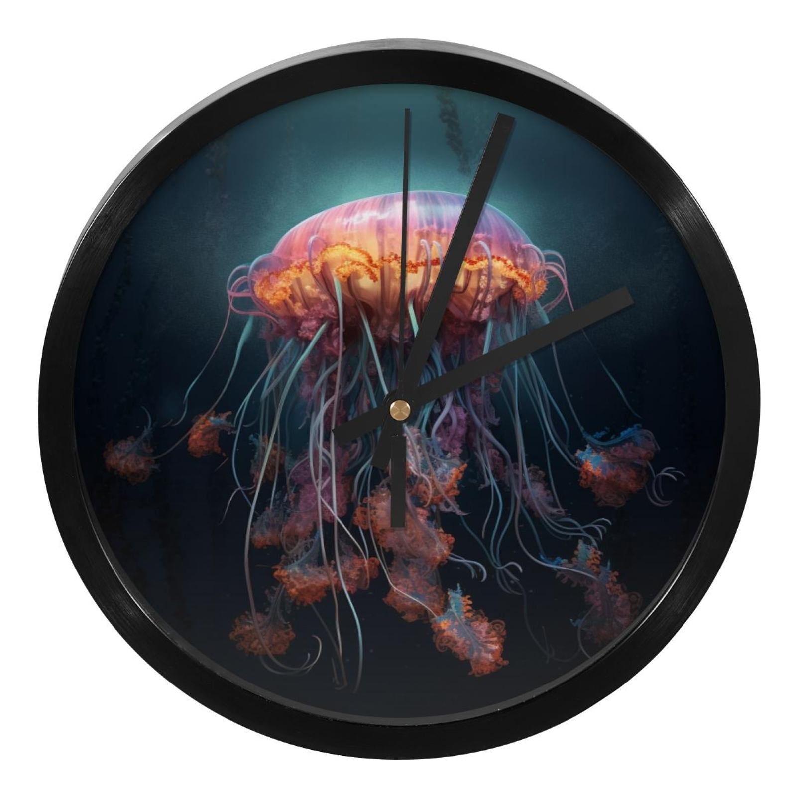 Jellyfish 9.8 Inches Silent Wall Clock, Round Digital Battery Operated ...