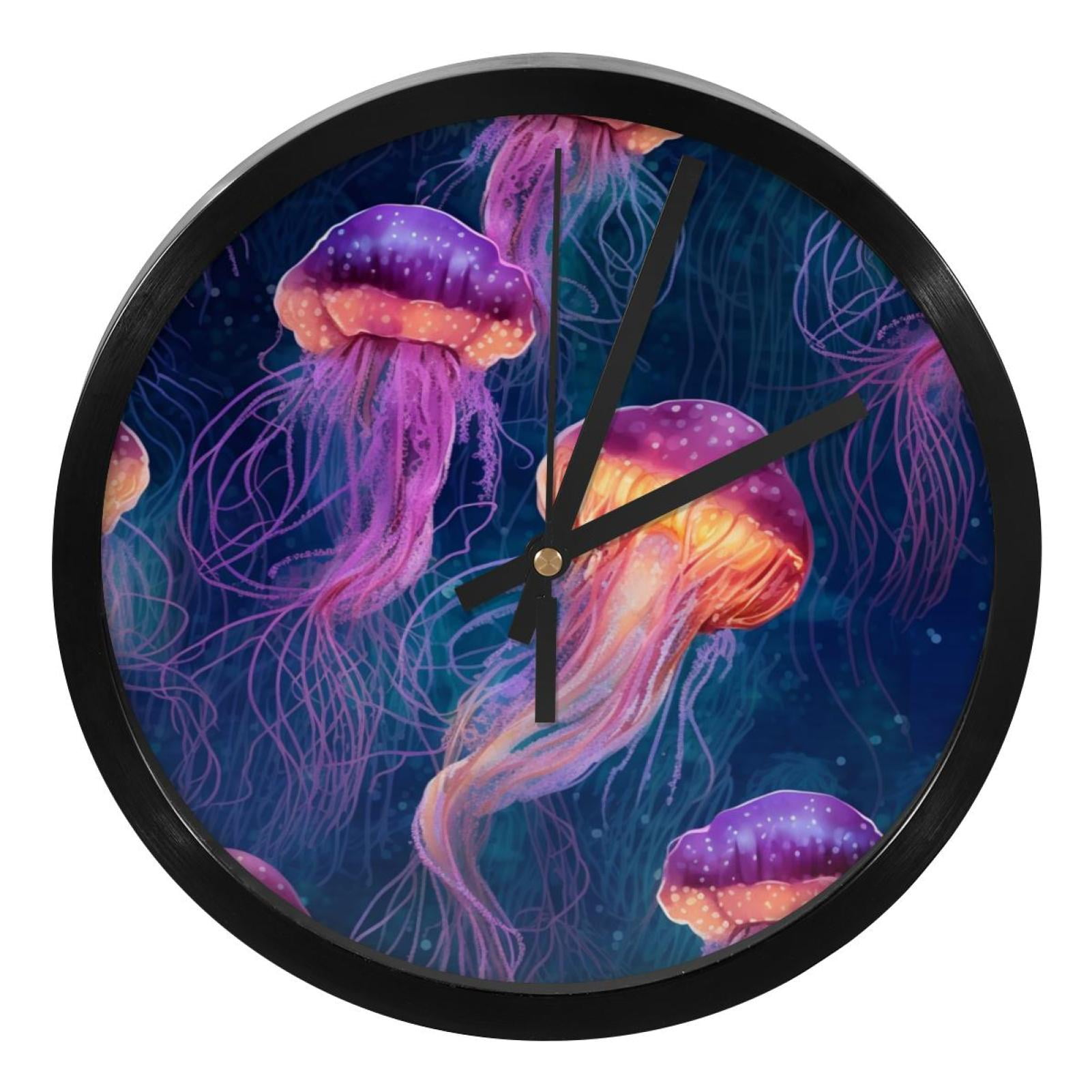 Jellyfish 9.8 Inches Wall Clock - Silent Round Digital Clock, Battery ...