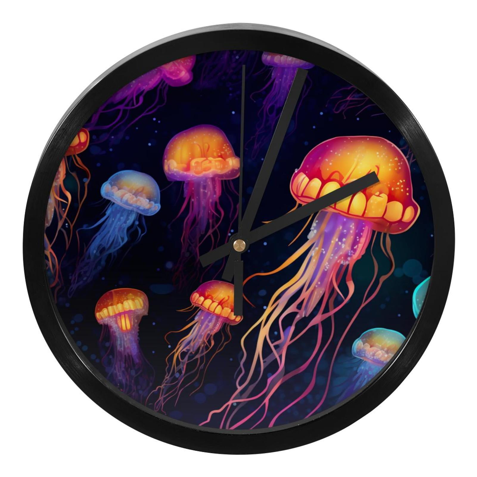 Jellyfish 9.8 Inches Wall Clock - Silent Round Digital Clock, Battery ...