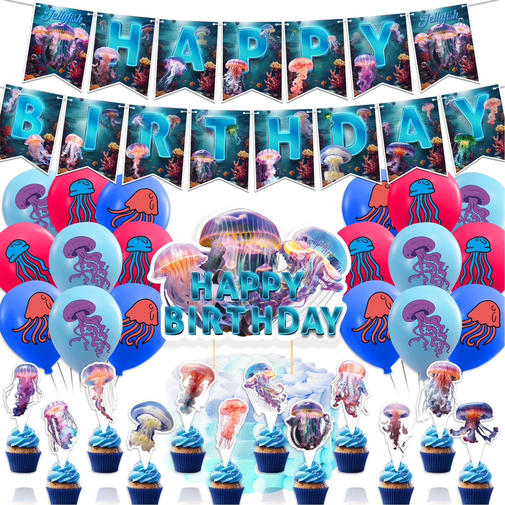 Jellyfish Birthday Party FEV6 Decorations Jellyfish Party Supplies ...