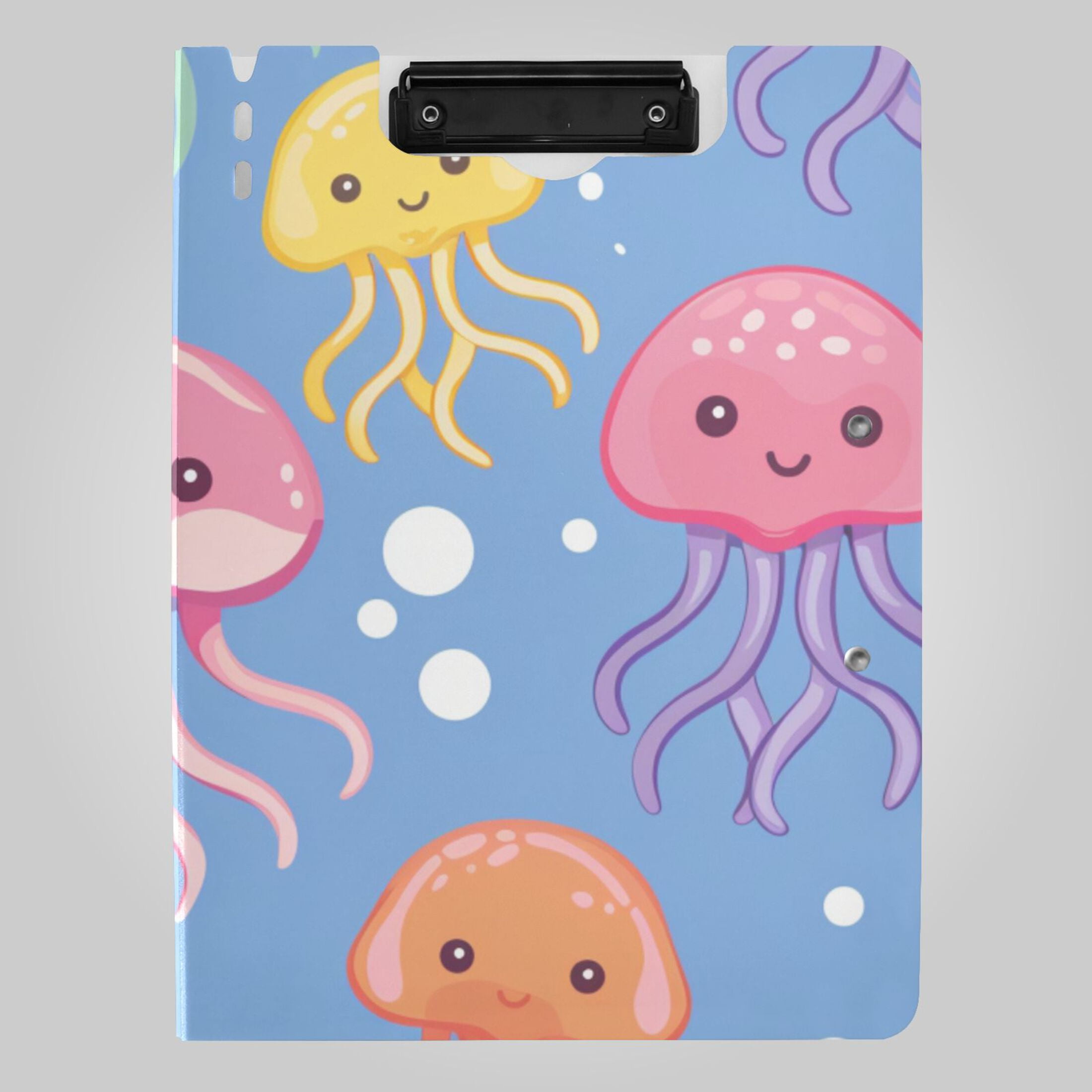 Jellyfish Bubble Cartoon Foldable Binder Folder Clipboard with Pen Slot ...