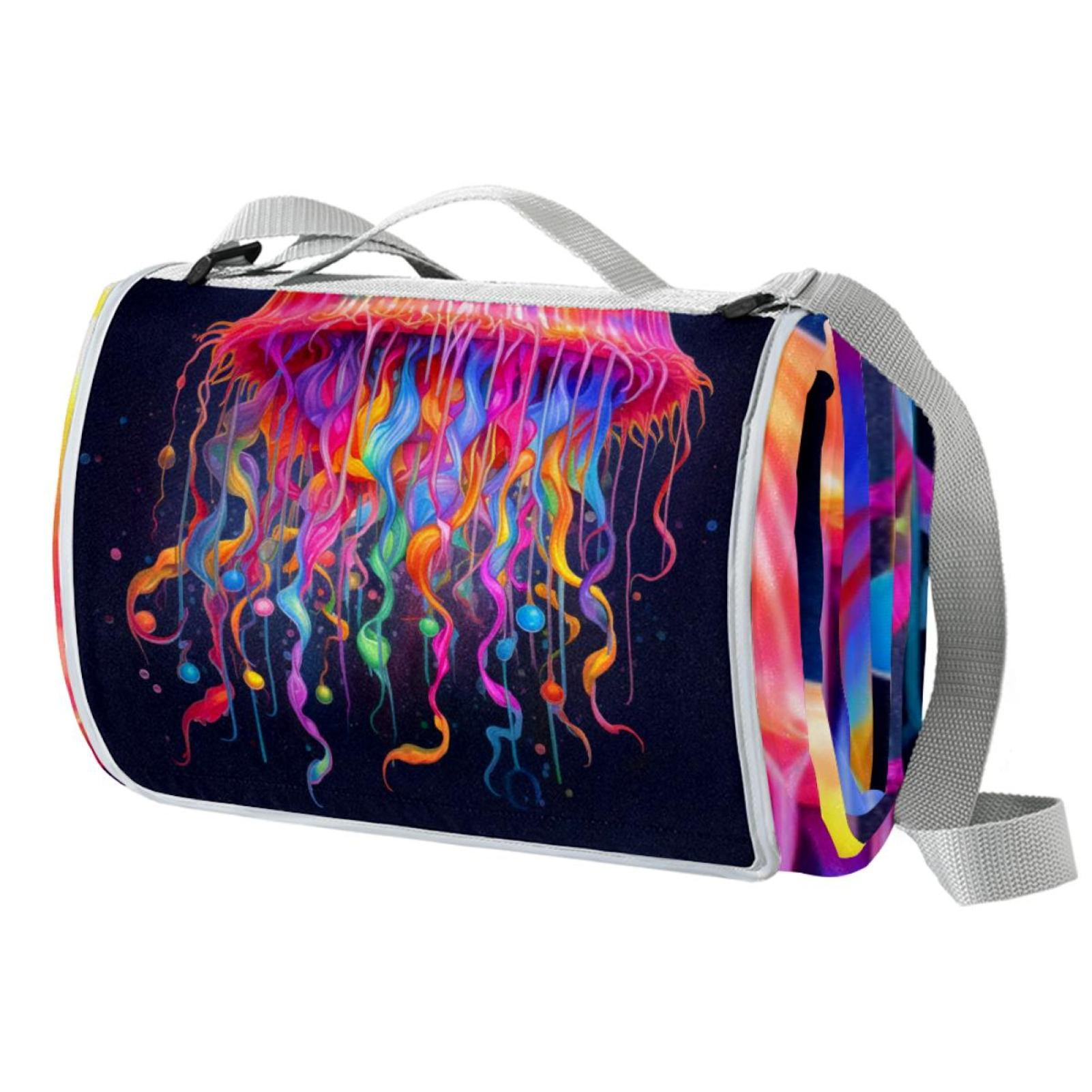 Jellyfish Canvas Beach Blanket Picnic Mat - Oversized Waterproof ...