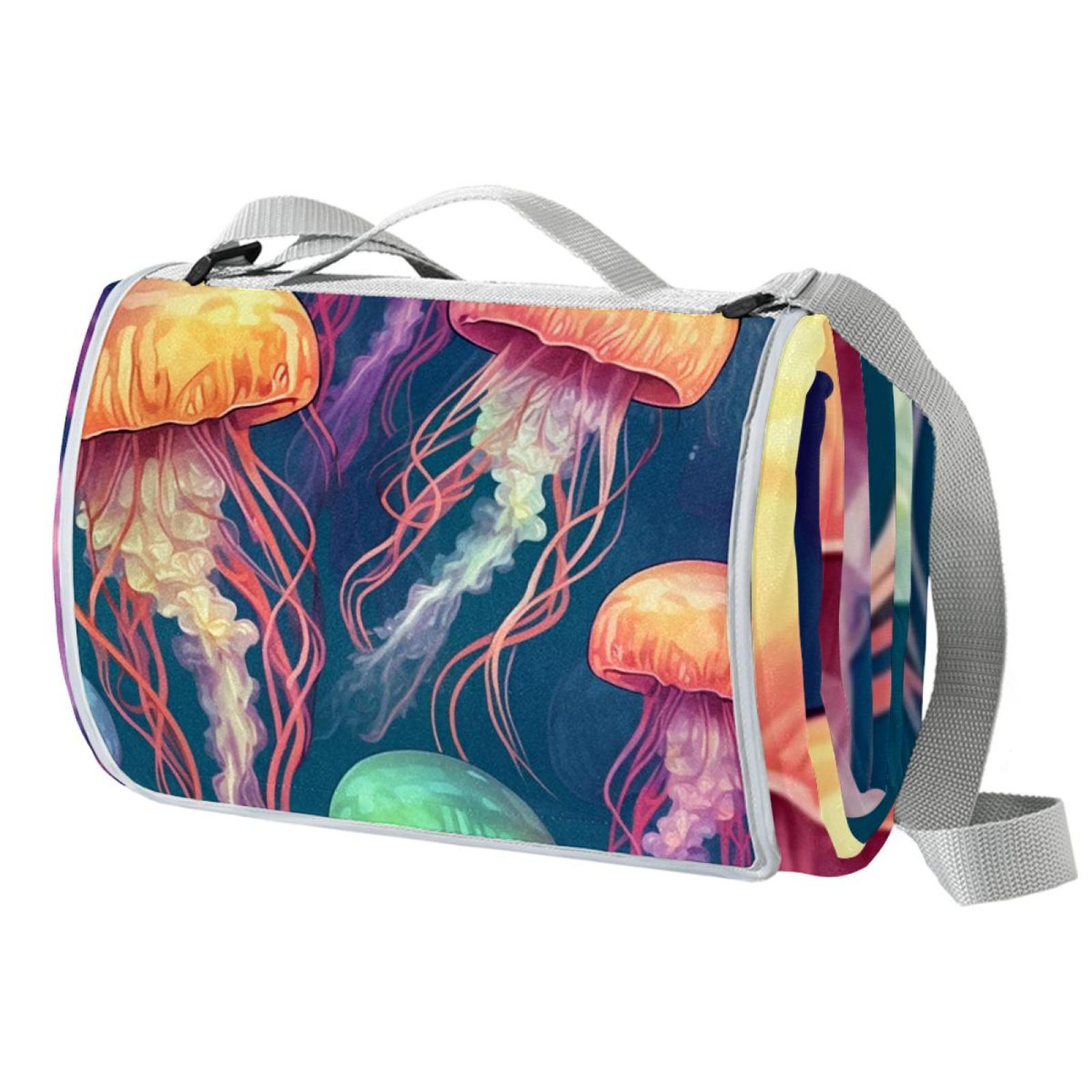 Jellyfish Canvas Beach Blanket Picnic Mat XL - Waterproof Sandproof ...