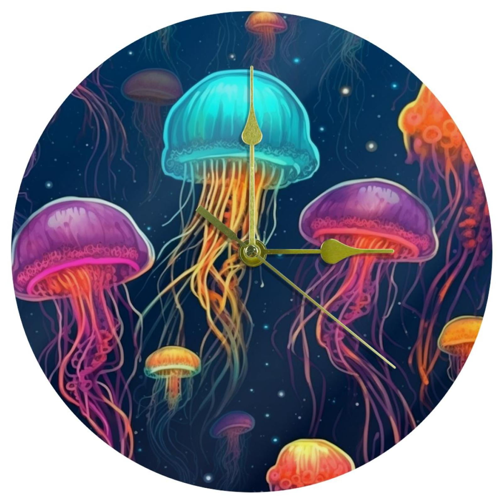 Jellyfish Circular Acrylic Wall Clock - Contemporary Design with Quartz ...