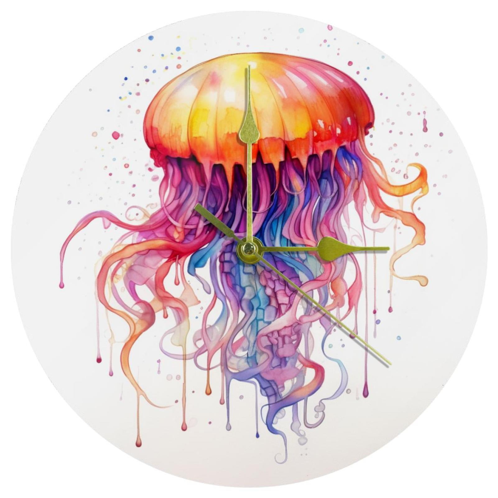 Jellyfish Circular Acrylic Wall Clock - Elegant Timepiece for Home ...