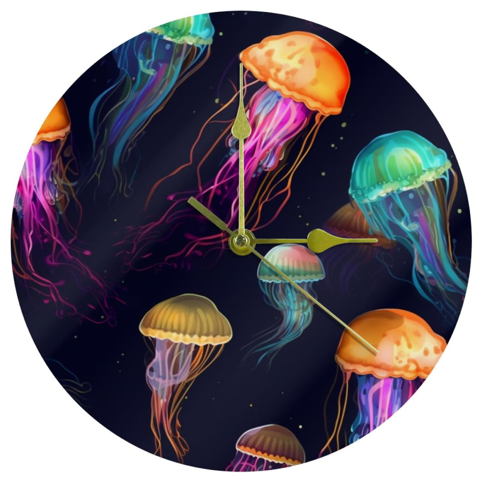 Jellyfish Circular Acrylic Wall Clock - Elegant Timepiece for Home with ...