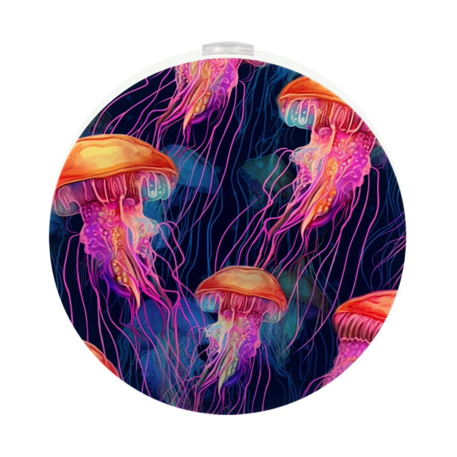 Jellyfish Circular Night Light - 2 Pack Wall Light for Room, Small LED ...