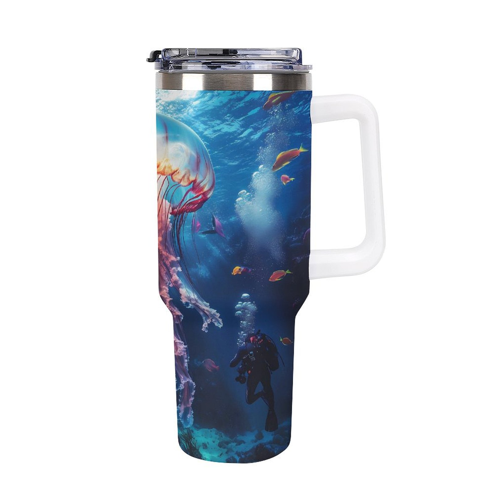 Jellyfish Diver And Ocean Fish Underwater World 40 oz Tumbler with ...