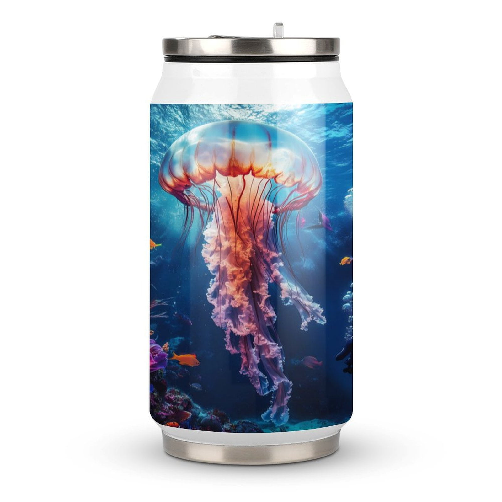 Jellyfish Diver And Ocean Fish Underwater World Coffee Tavel Tumblers ...