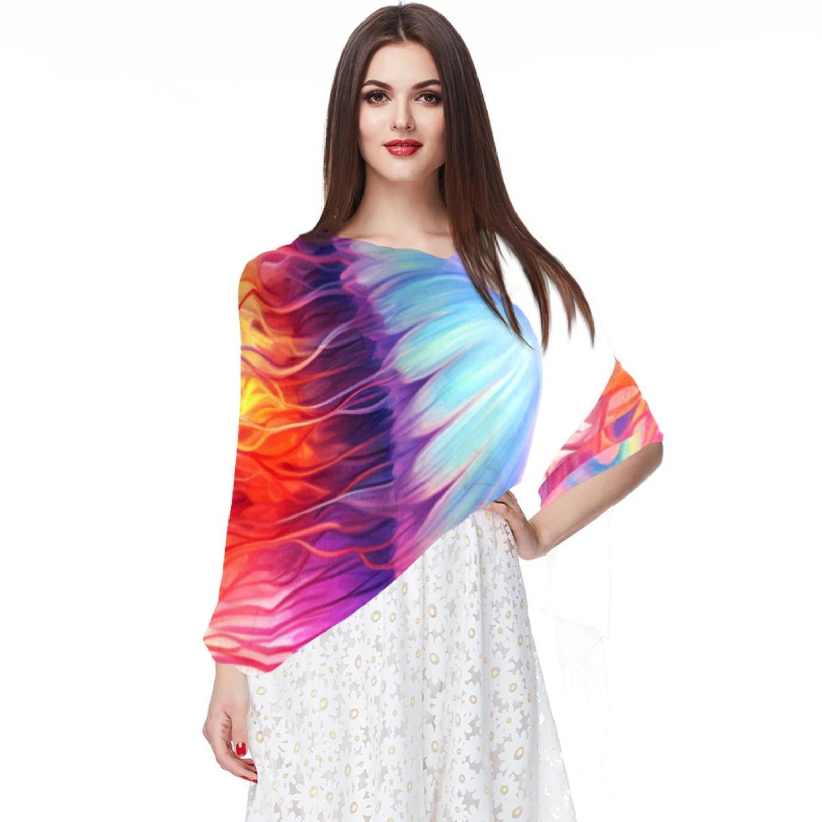 Jellyfish Elegant Silk Scarf - Translucent Chiffon Yarn - Lightweight ...