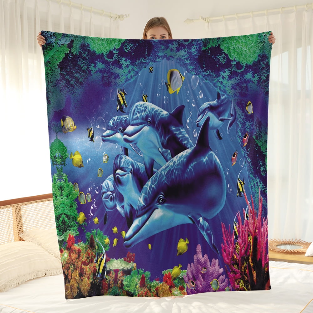 Jellyfish Flannel Fleece Throw Blanket Throw,Sharks Ocean All Season ...