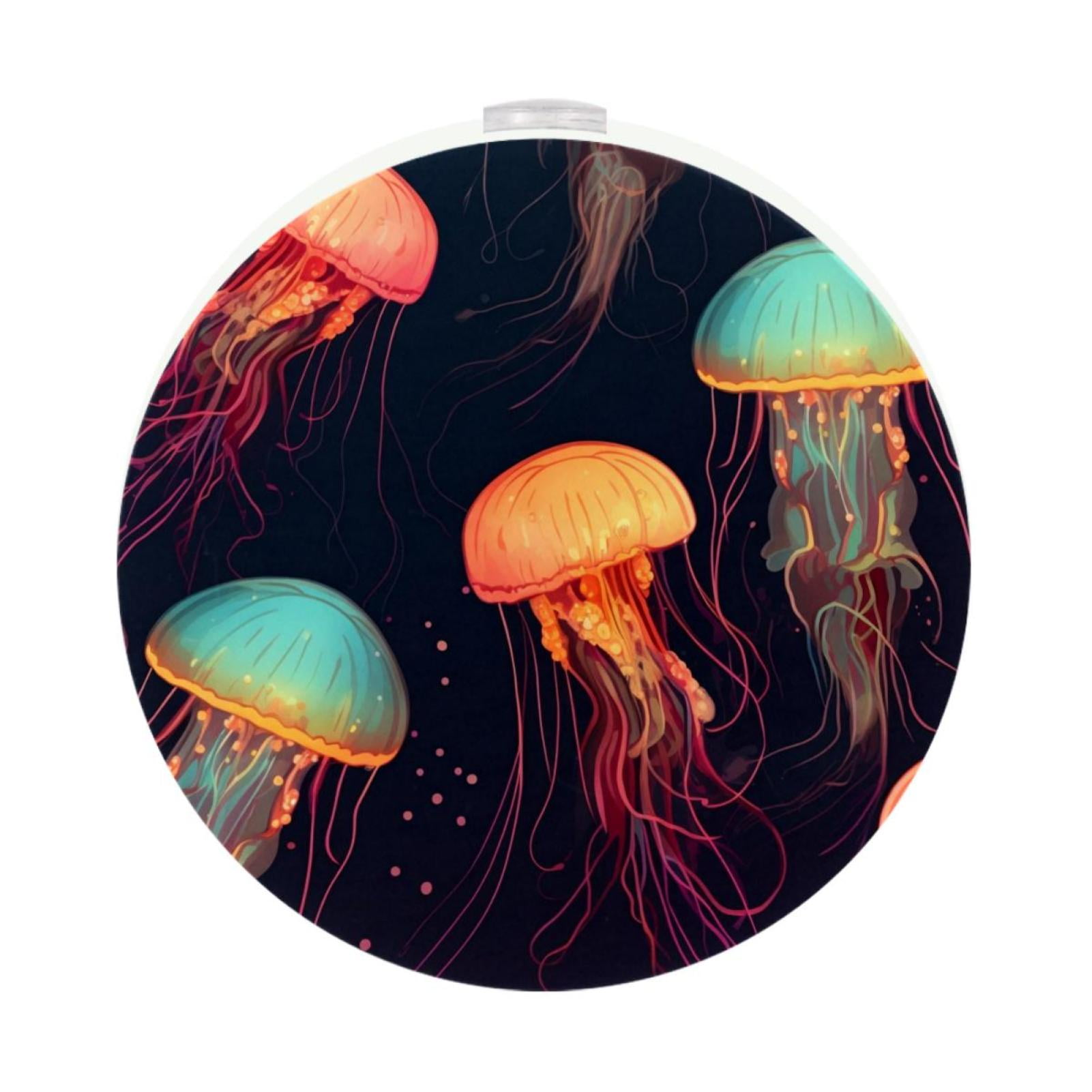 Jellyfish LED Circular Night Light - Set of 2, Inductive Light Control ...