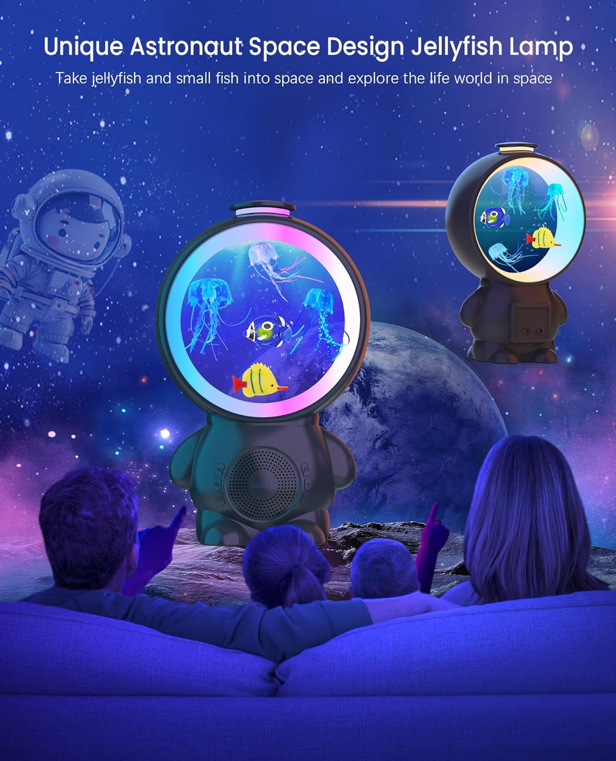 Jellyfish Lamp Astronaut, Bluetooth Speaker with 10 Color Jellyfish ...