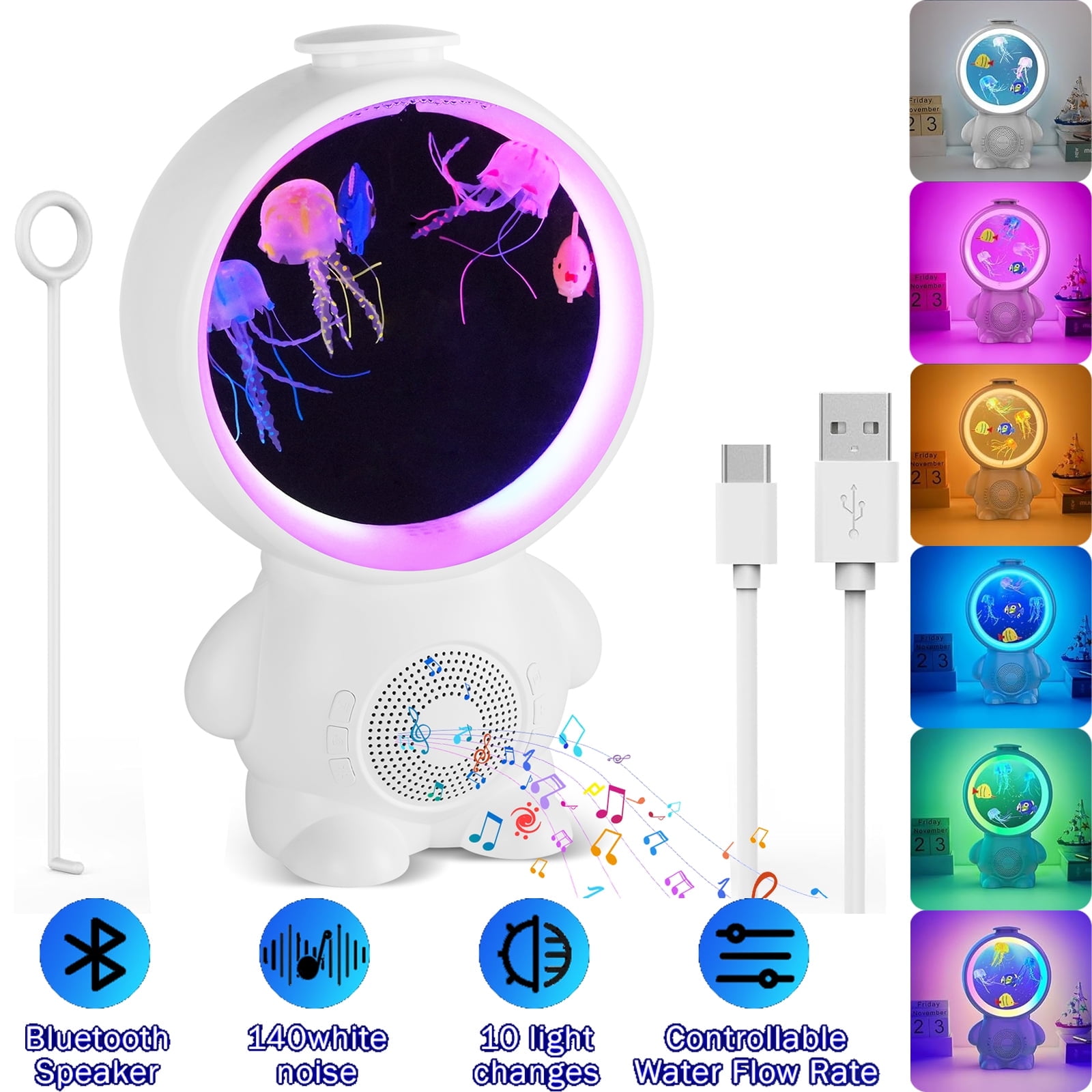 Jellyfish Lava Lamp, Astronaut Mood Bluetooth Speaker, 10 Lighting ...