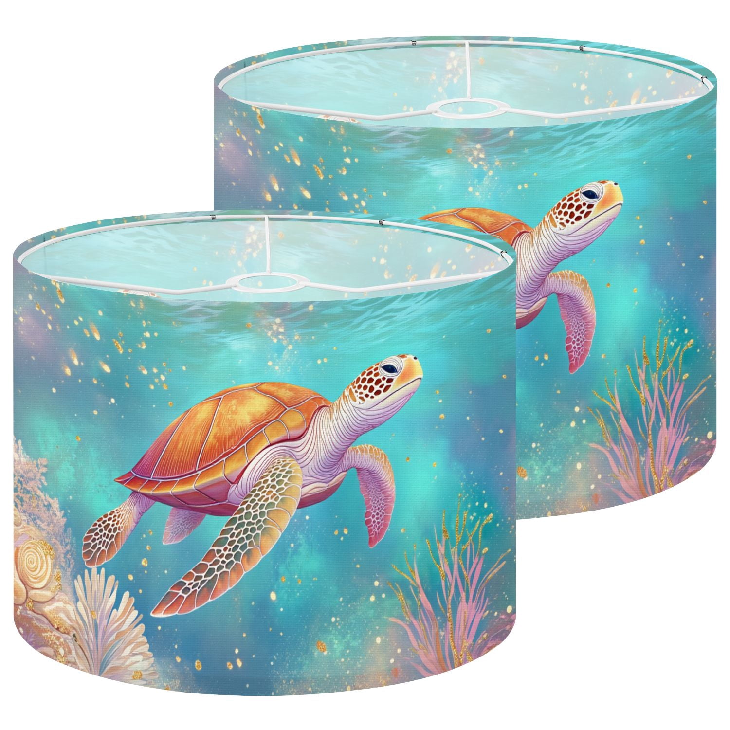 Jellyfish Lampshades 2 Pack Beach Coastal Ocean Blue Pink Sea Turtle ...