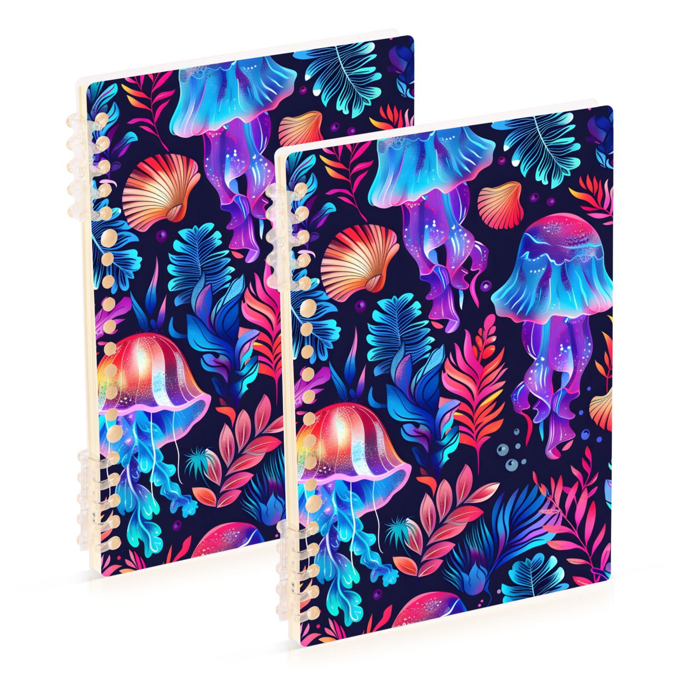 Jellyfish Leaves Colorful Ring Binder Notebook Journey Note Diary ...