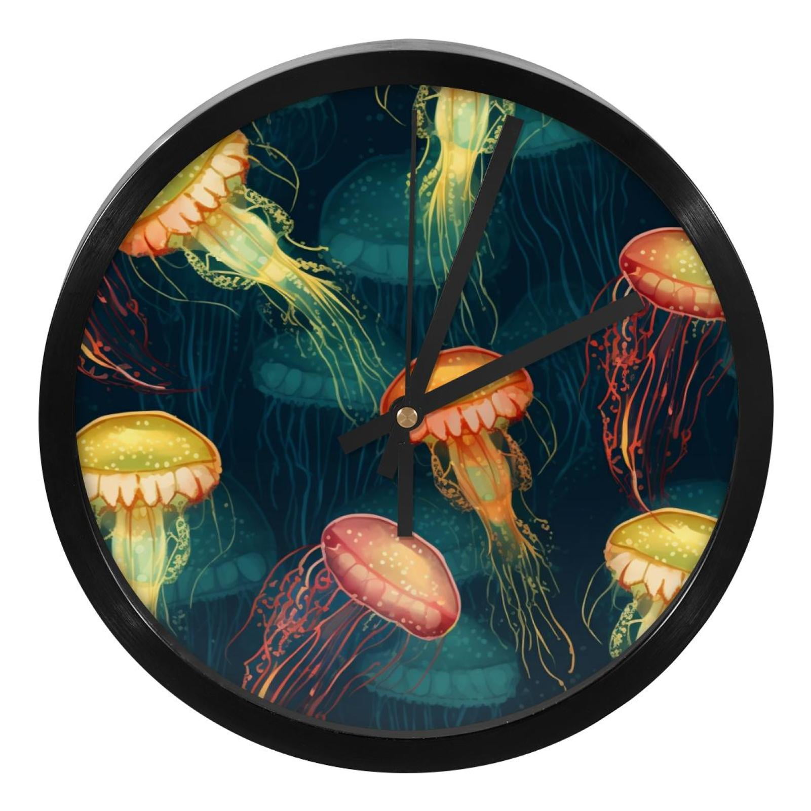 Jellyfish Modern Wall Clock, 9.8 Inches, Silent Non-Ticking Round ...