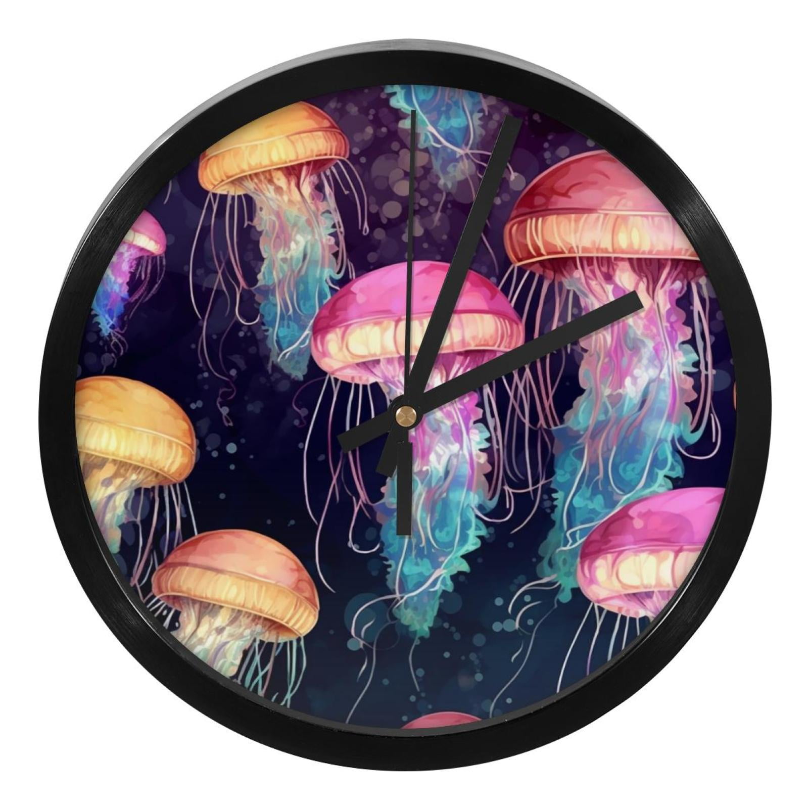 Jellyfish Modern Wall Clock, 9.8 Inches, Silent Non-Ticking Round ...