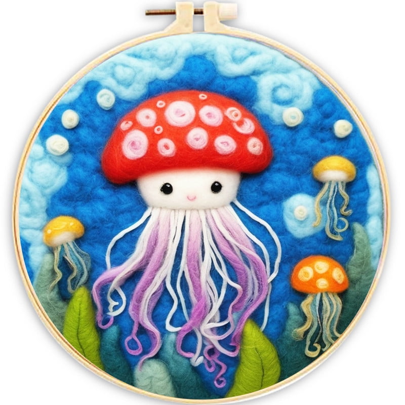Jellyfish Needle Felting Set Beginner Felt Painting Set with Wool Felt ...
