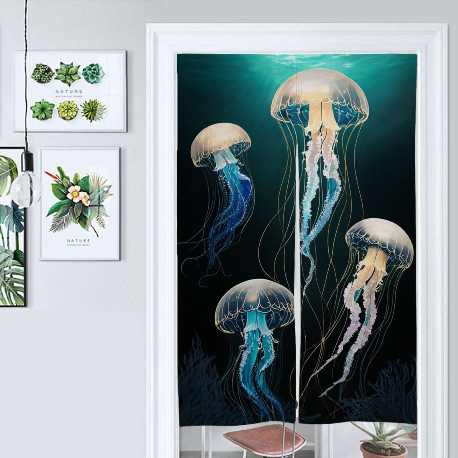 Jellyfish Ocean Life Art Door Curtain Nordic Living Room DoorCurtain ...