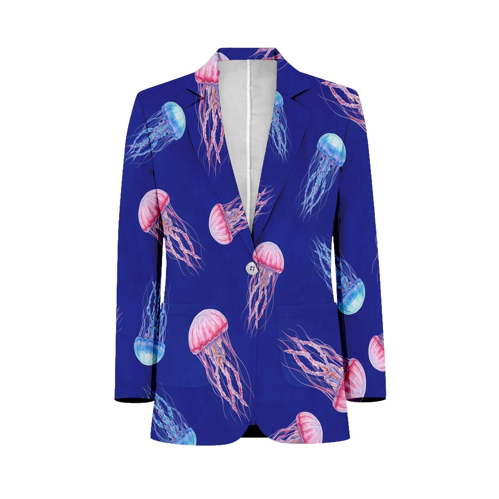 Jellyfish Ocean Print Mens Suits Shawl Collar Slim Fit Suit Mens Groom ...