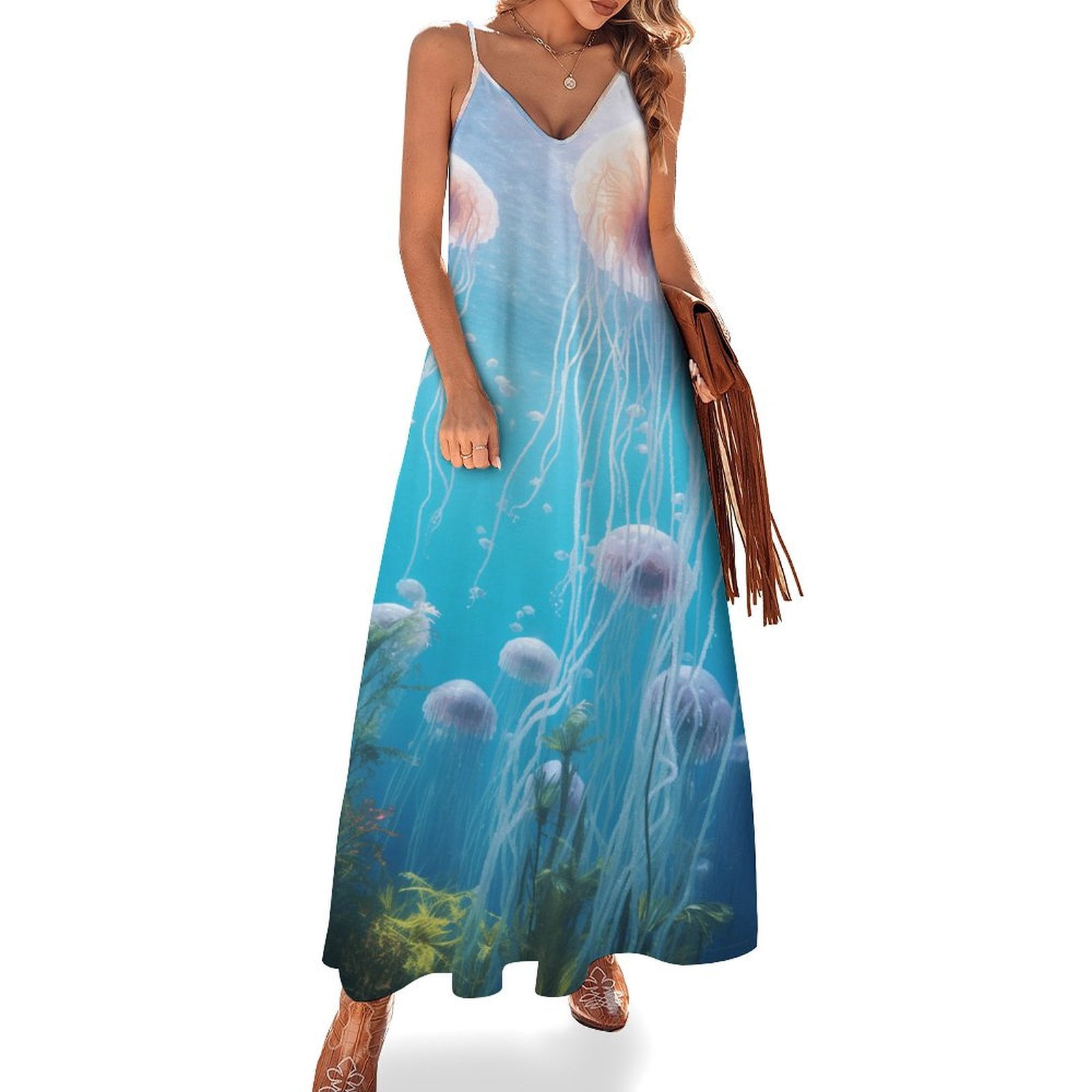 Jellyfish Ocean Style Fine Art Sleeveless Dress Summer Dress Woman 2025 ...