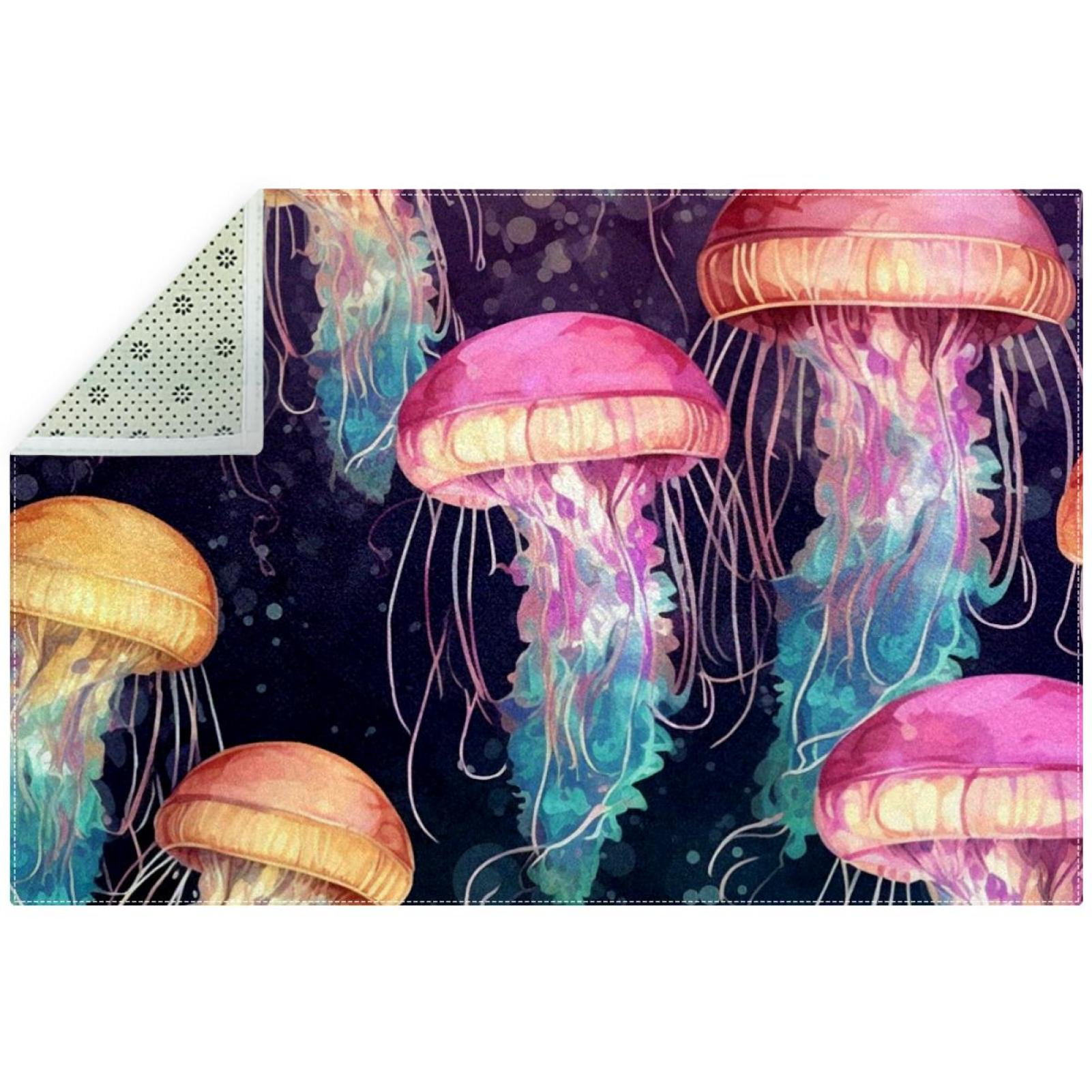Jellyfish Office Mat with Right-Angle Design - Polyester Floor Mat for ...